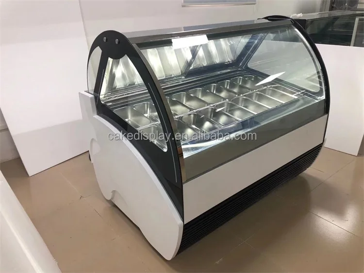 18 Flavours Curved Glass Frost Free Soft Hard Ice Cream Box Freezer