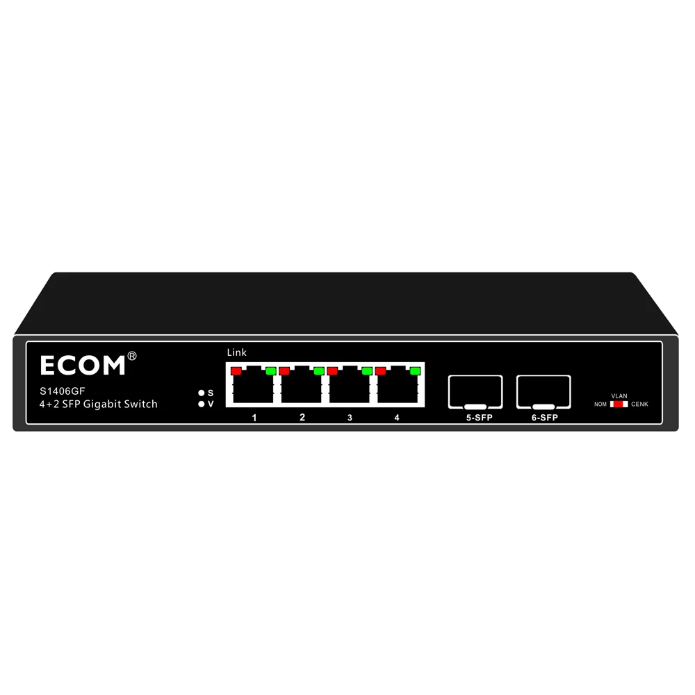 Ecom S1406gf Ethernet Vlan Switch 16 Rj45 Ports Desktop Fast Network Switch Lan Hub 4*1000mbps ...