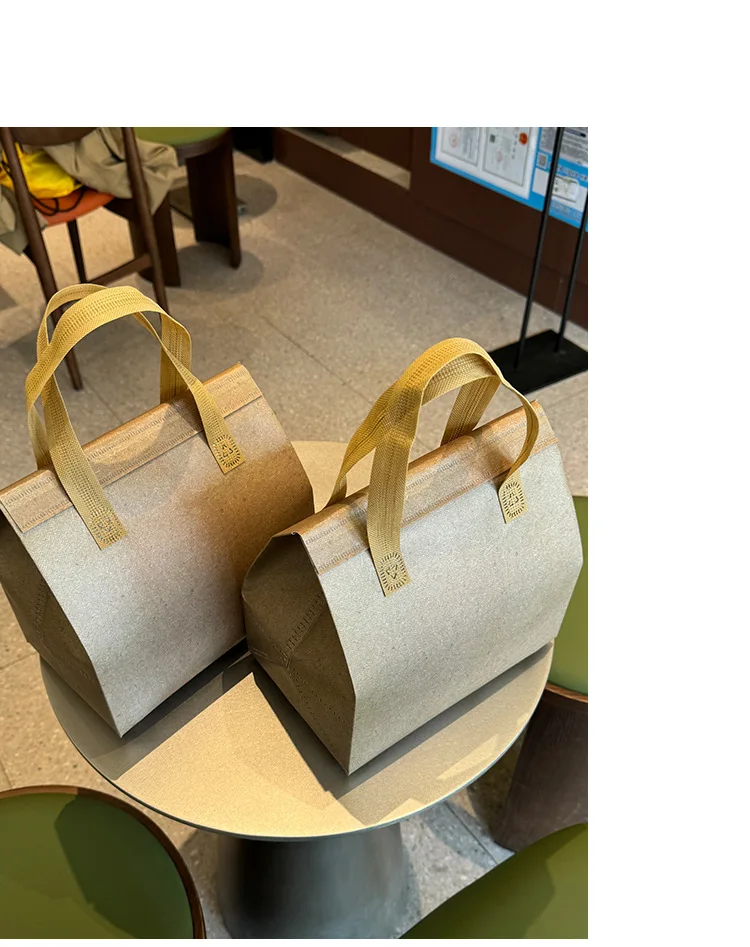Custom Printed Logo Kraft Paper Insulated Cooler Bag for Food Delivery ...