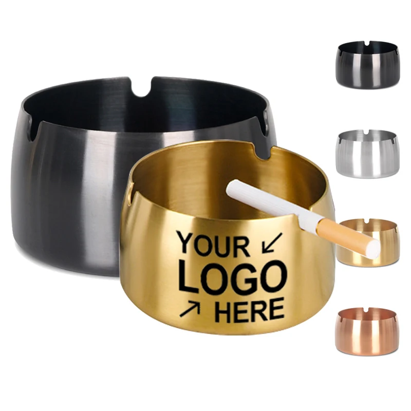 Custom Stainless Steel Ashtray With Logo Wholesale Windproof And Fall ...