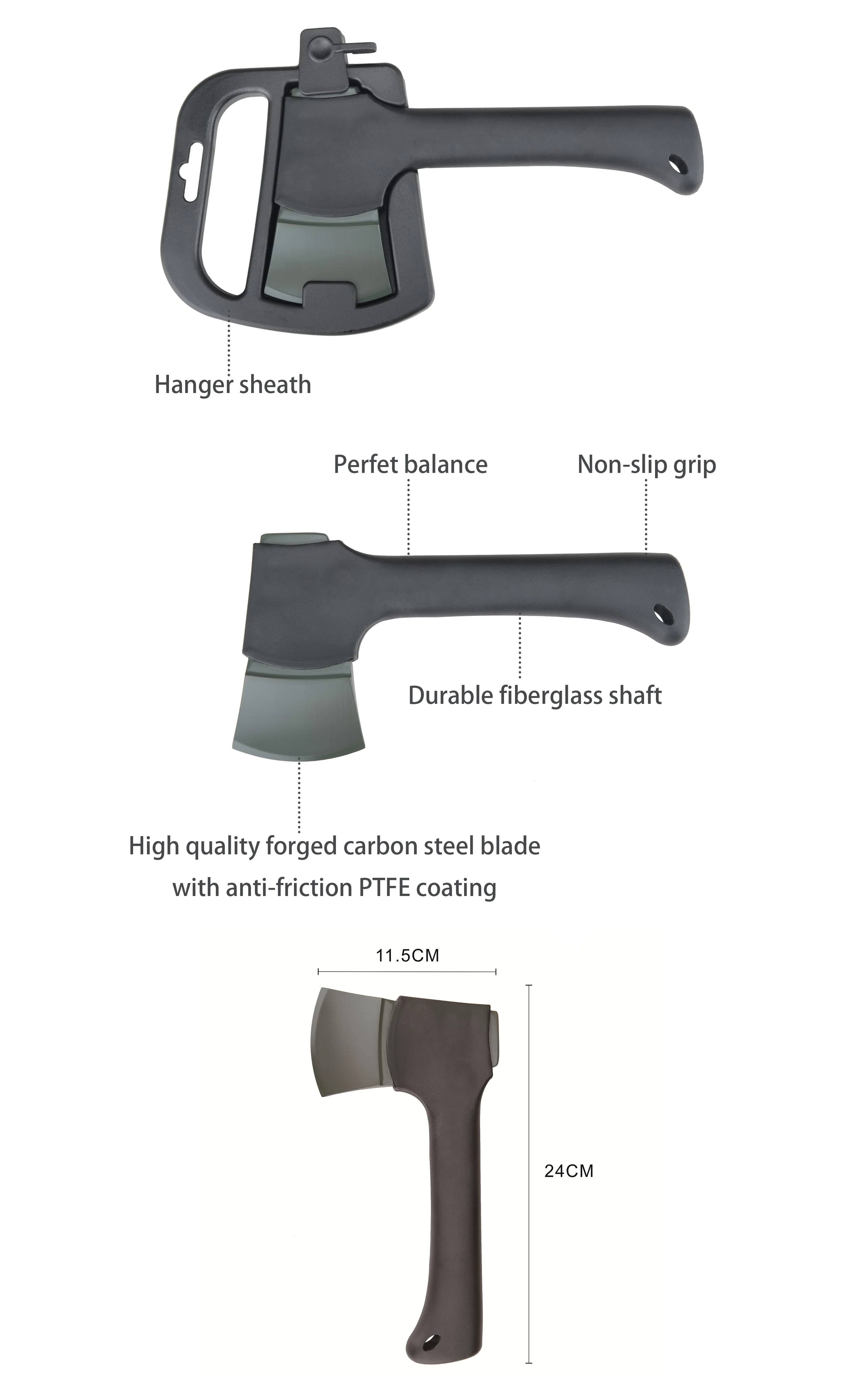 9" Forged Carbon Steel Chopping Axe Hatchet Fiberglass Handle Portable ...