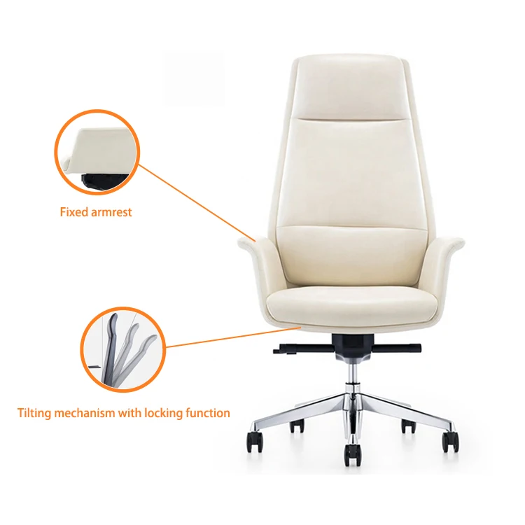 Heavy Duty Office Chair Erganomic Swivel Chair White Pu Leather Boos ...