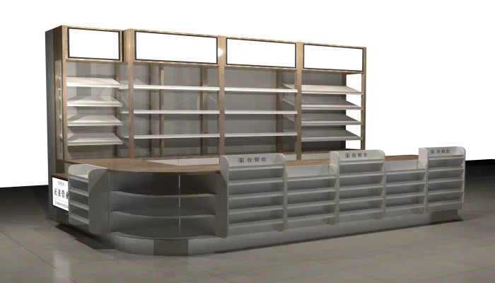 Customized Commercial Steel and Wood Check Grocery Store