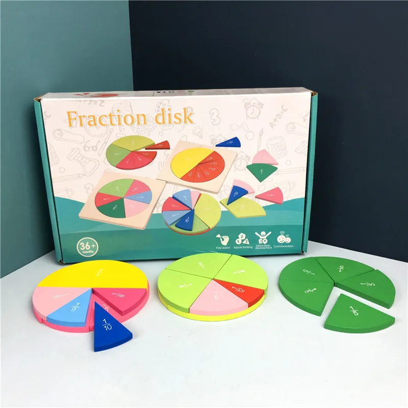 Hot Selling The Disc Mathematical Fraction Board Wooden Montessori Math ...