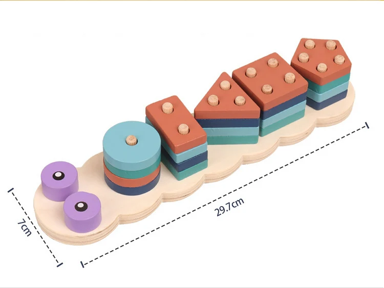 Wooden Pillars Toys Children's Puzzle Early Education Geometric Shape ...