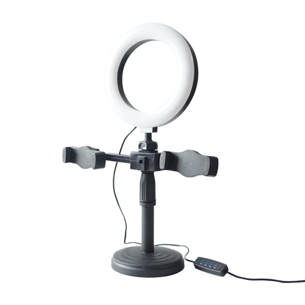 6 Inch Mini Ring Light With Clip Clamp Mount Dual Mobile Phone Live ...