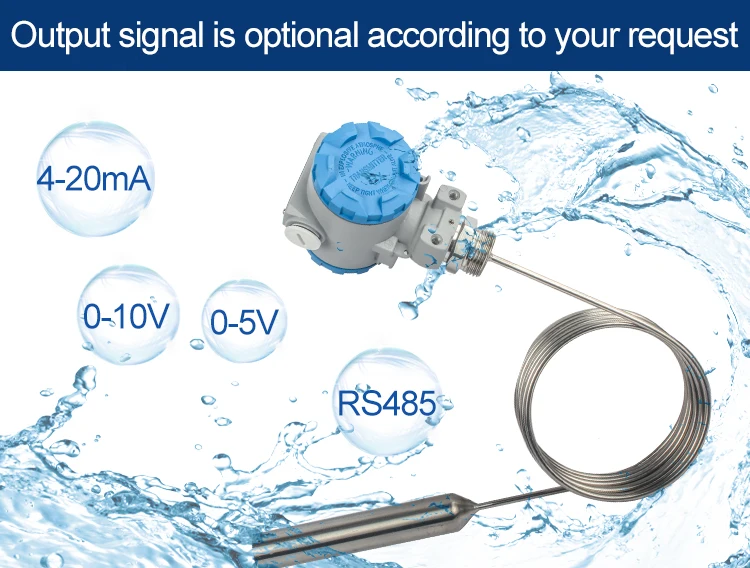 Capacitive Fuel Tank Oil Level Sensor Level Range 1m 2m 5m Range 4-20ma ...