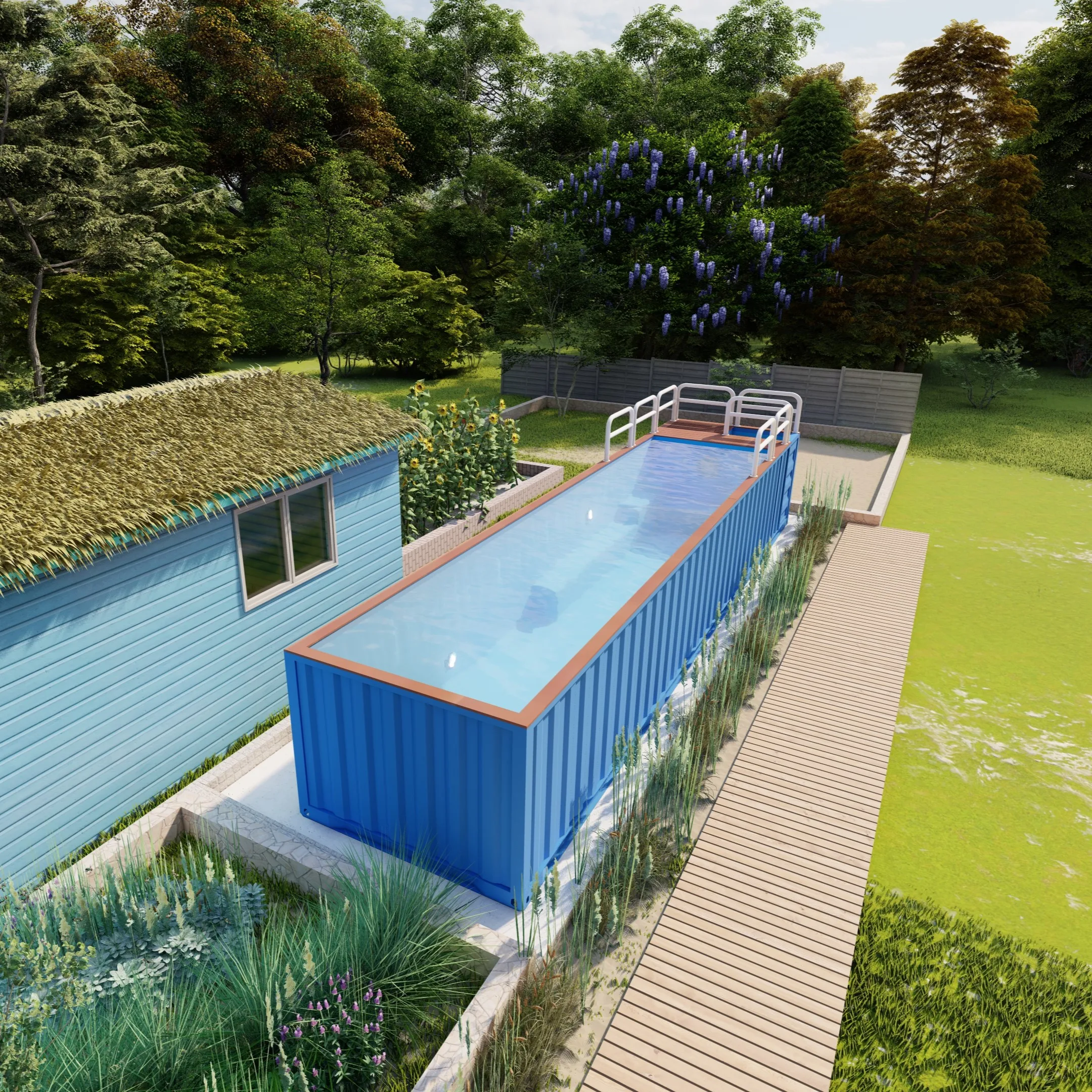 Container Swimming Pool Shipping Container Swimming Pool Acrylic Wall Infinity Pool Container ...