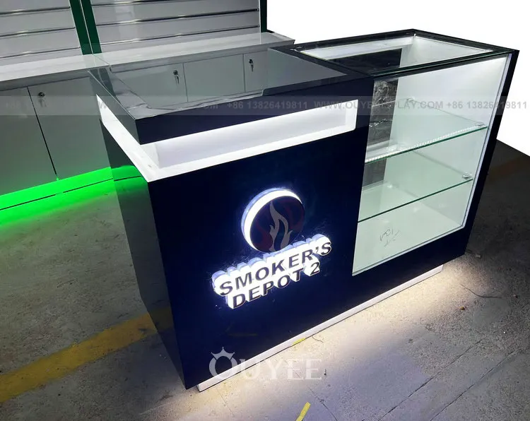 Modern New Glass Decorated Retail Counter for Hookah Display