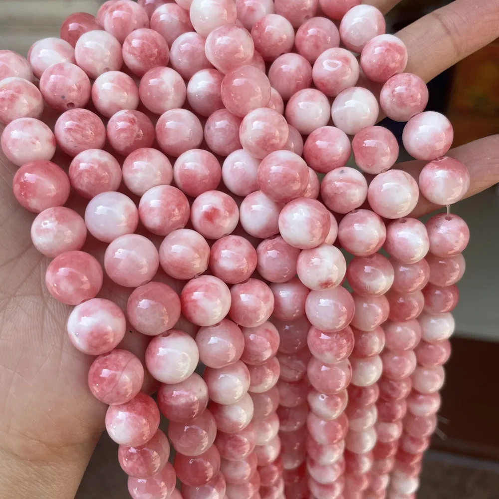Wholesale Natural Round Smooth Pink Stone Beads Persian Jade Natural ...