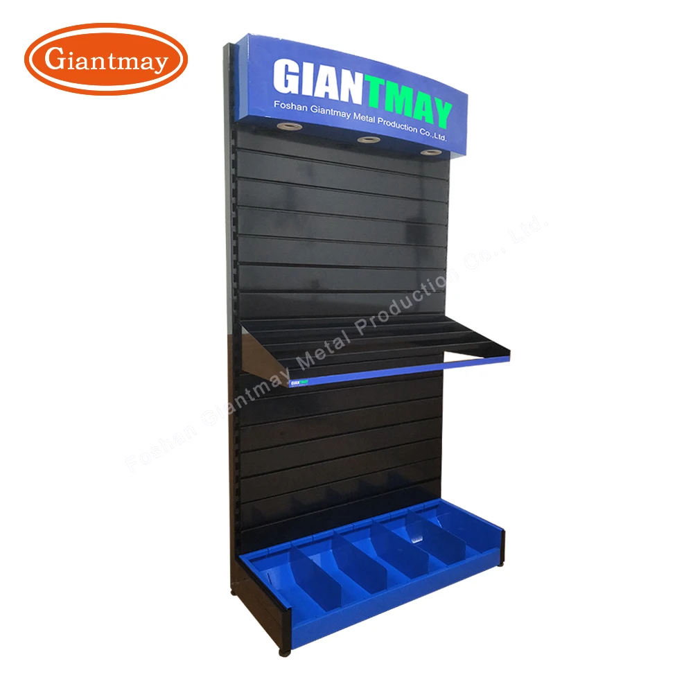 Metal Slatwall Retail Shop Accessories Display Rack With Bottom Box ...