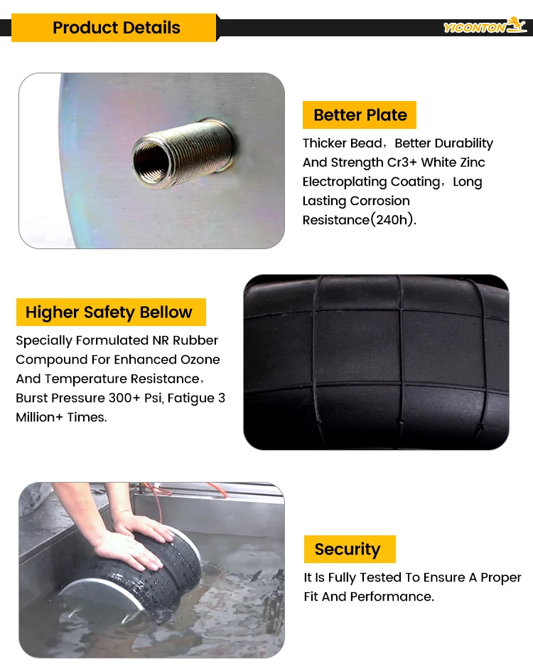 Triple Convoluted Air Spring for Hendrickson 003316 B-14487 W01-358-8033