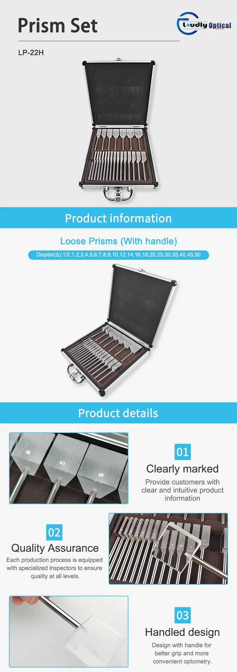 Ophthalmic Optical Optometry Glass K9 Loose Prism Bars Stainless Steel ...