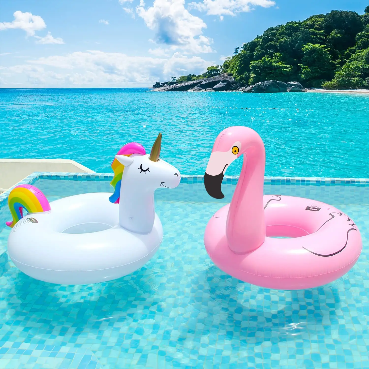 Adults Kids Inflatable Pool Floats Raft Lounge Flamingo Unicorn Swim ...