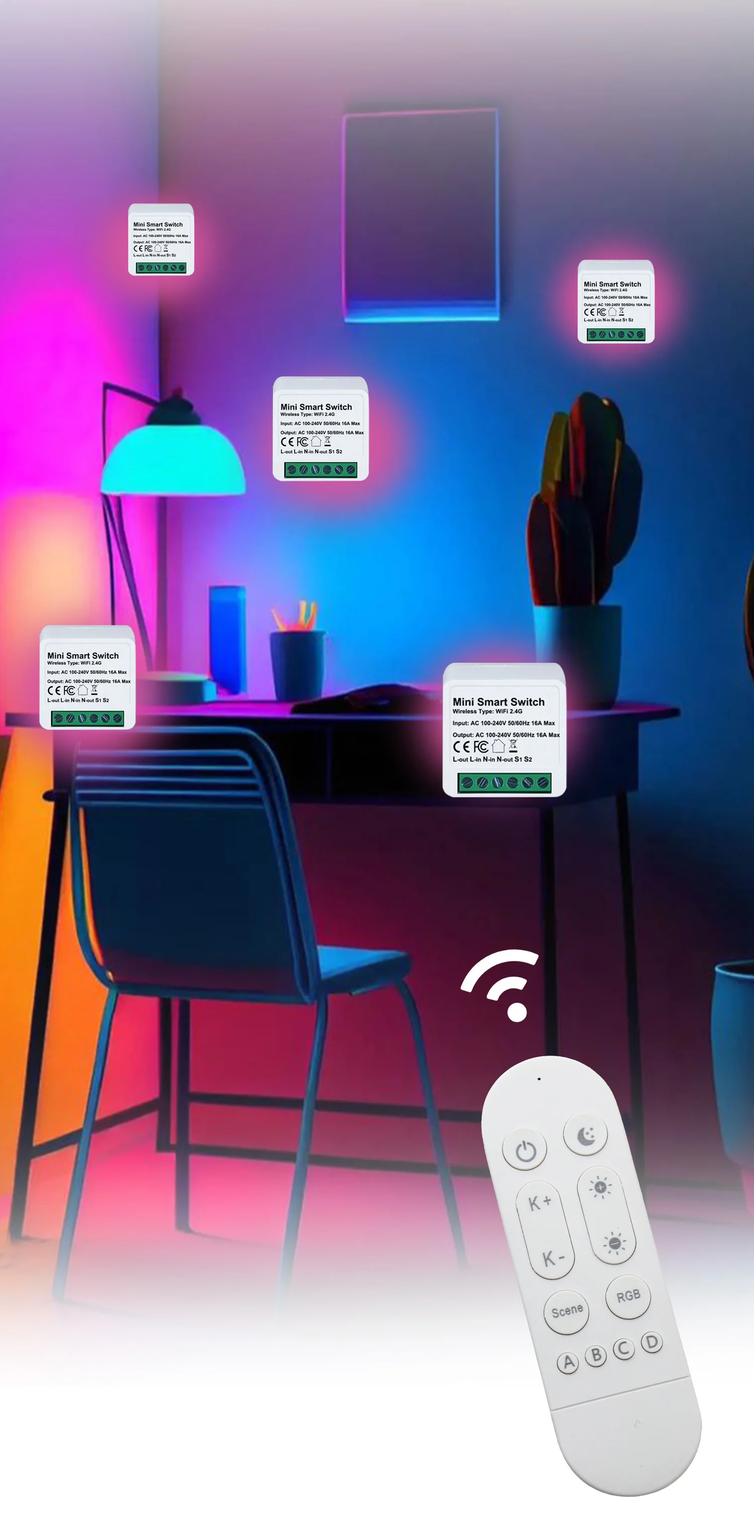 Smart Home Lighting Control with 16A AC 2 Way Remote Switch