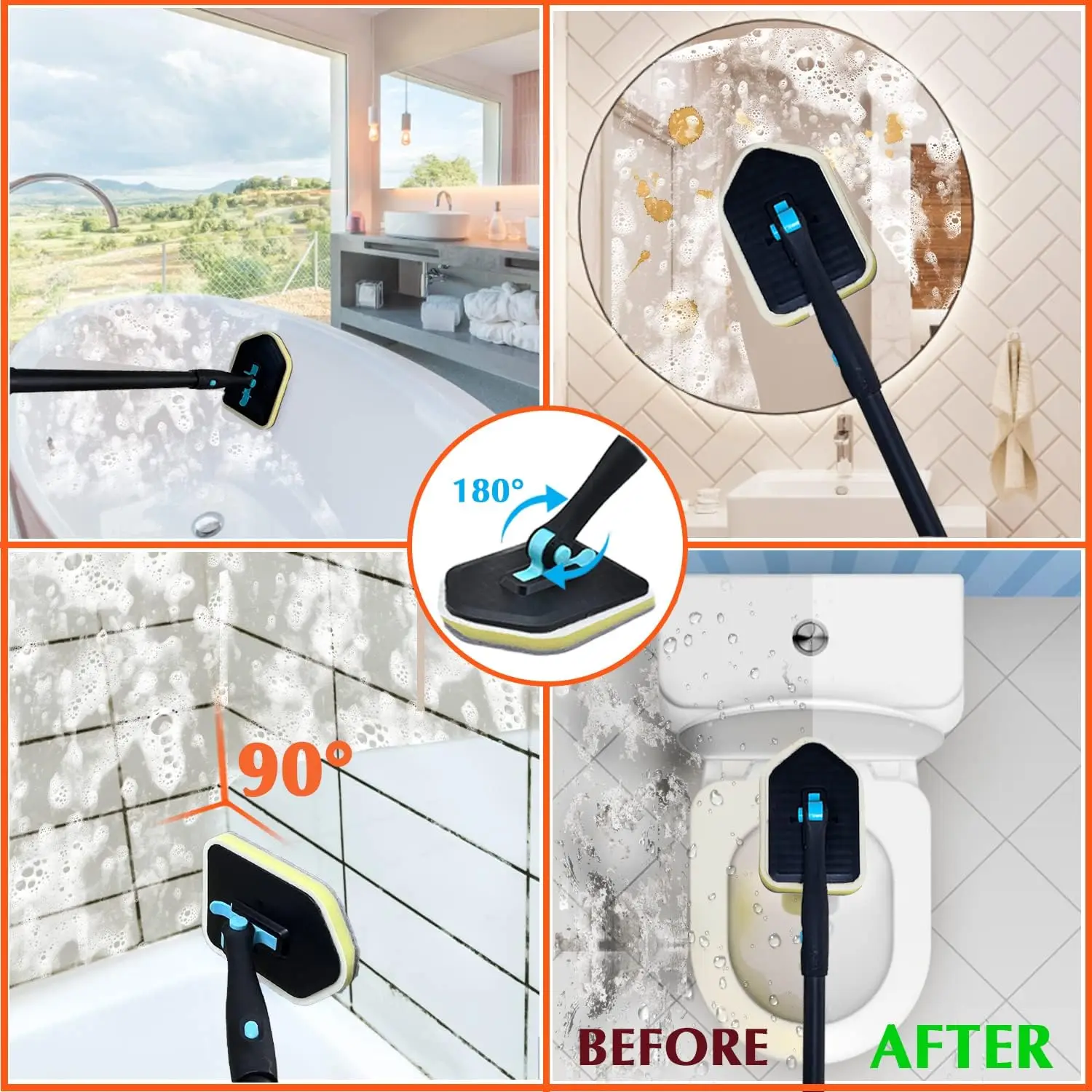 Tub Tile Scrubber Brush 3 in 1 - Efficient Cleaning Tool