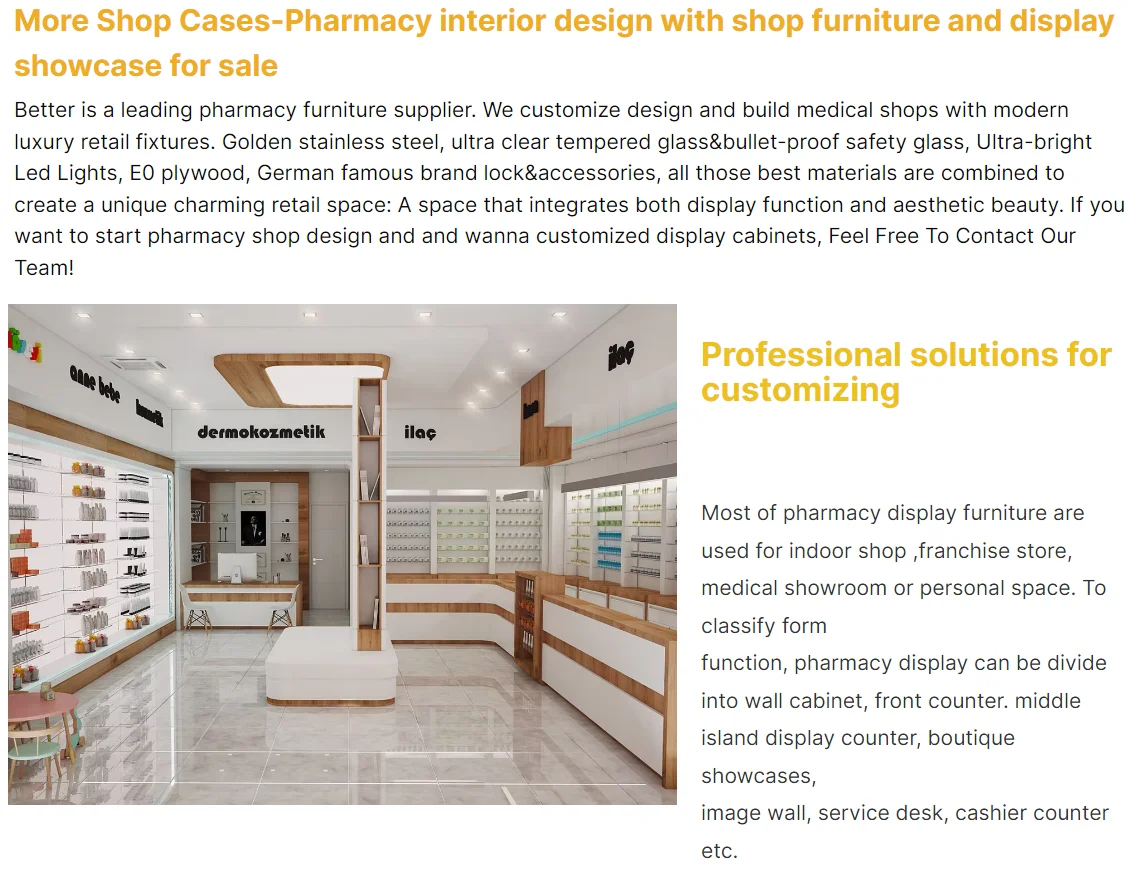 Retail Pharmacy Shop Interior Design: Custom Medical Store Furniture ...