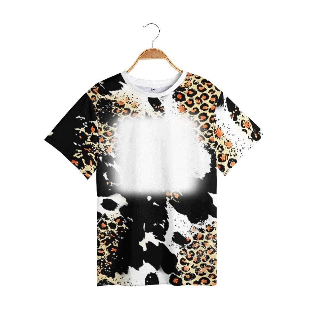 Lancoda Us Eu Size Polyester Spandex Faux Bleach Sublimation T Shirt ...