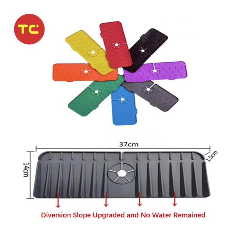 Silicone Waterproof Faucet Water Catcher Mat Kitchen Sink Splash Guard ...