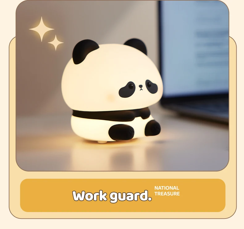 Baby Night Light Silicone - Cute Panda Lamp with Touch Sensor