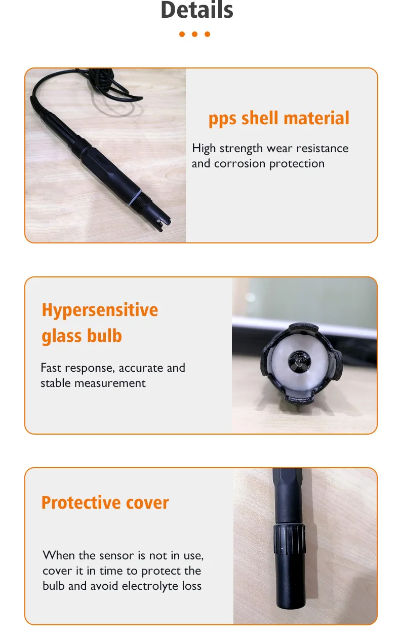 Industrial Ph Probe Rs485 Plastic Ph Electrode Water Ph Sensor Probe 4 ...