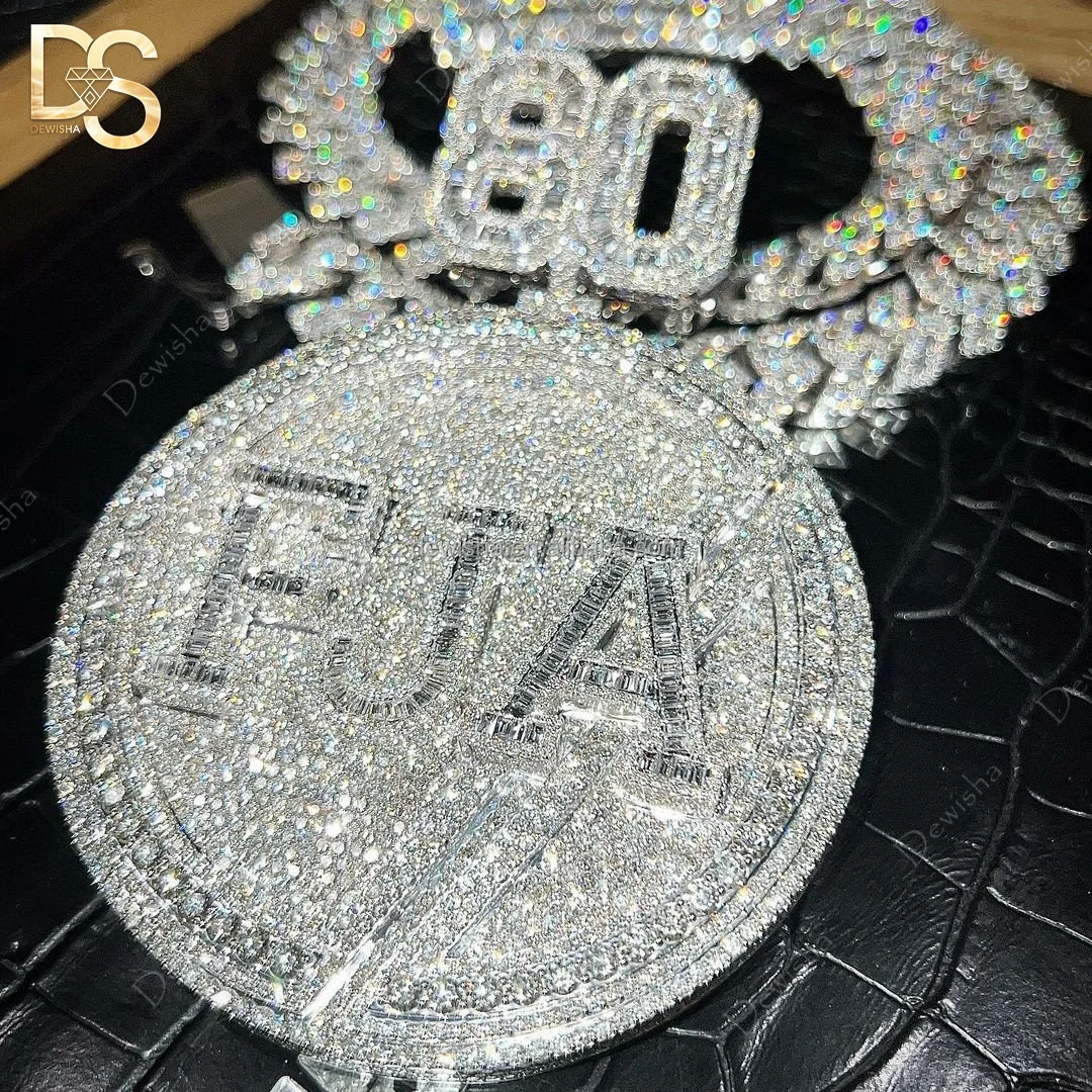 Factory Custom Round Iced Out Bust Down Name Letter Logo Pendant for ...