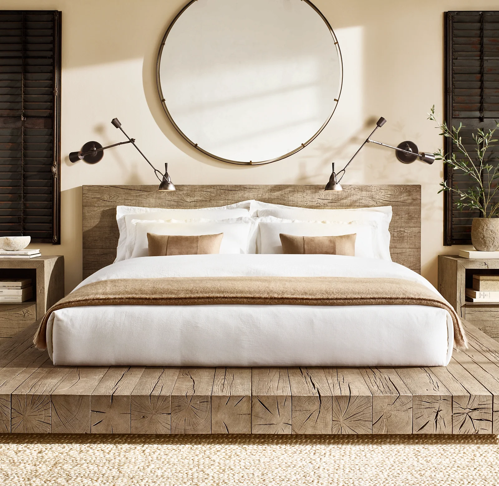 Modern Designer Bed Indoor Hotel Furniture Frame Full Solid Oak Wooden ...