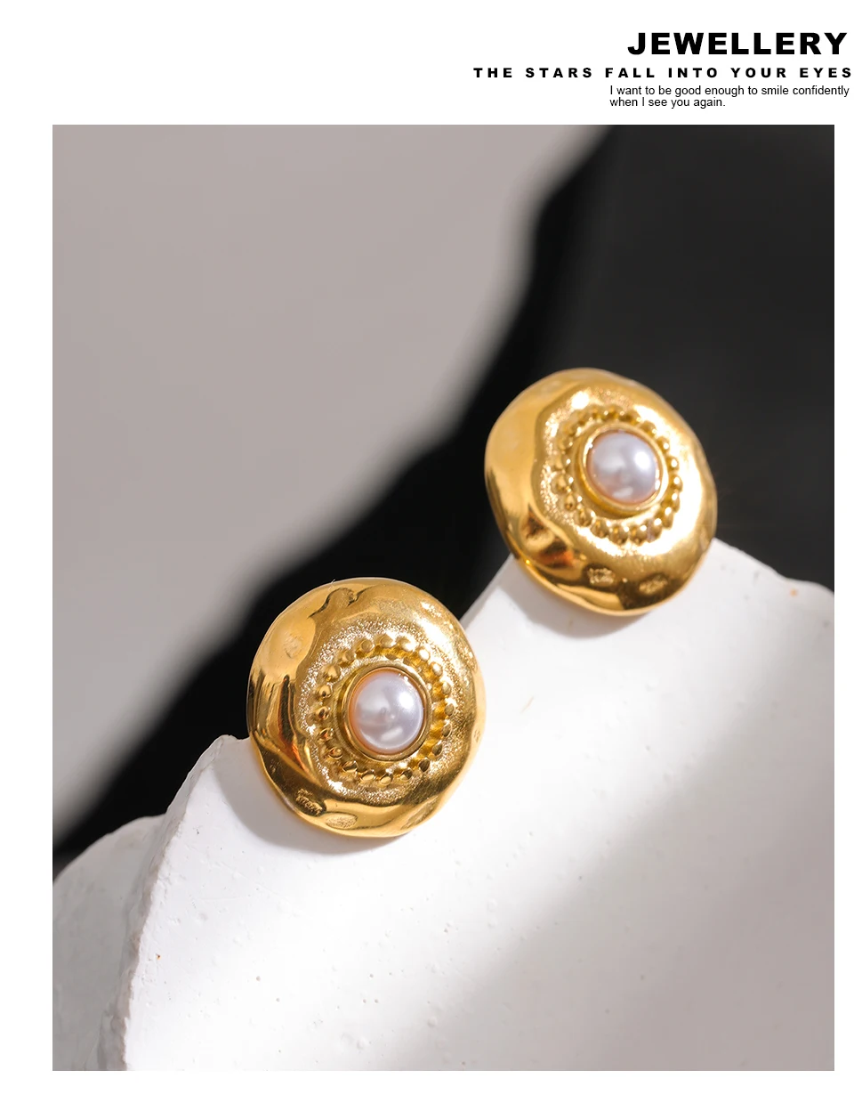 Jinyou 1223 Vintage Round 316l Stainless Steel Metal Stud Earrings Women Gold Color Pvd Plated ...