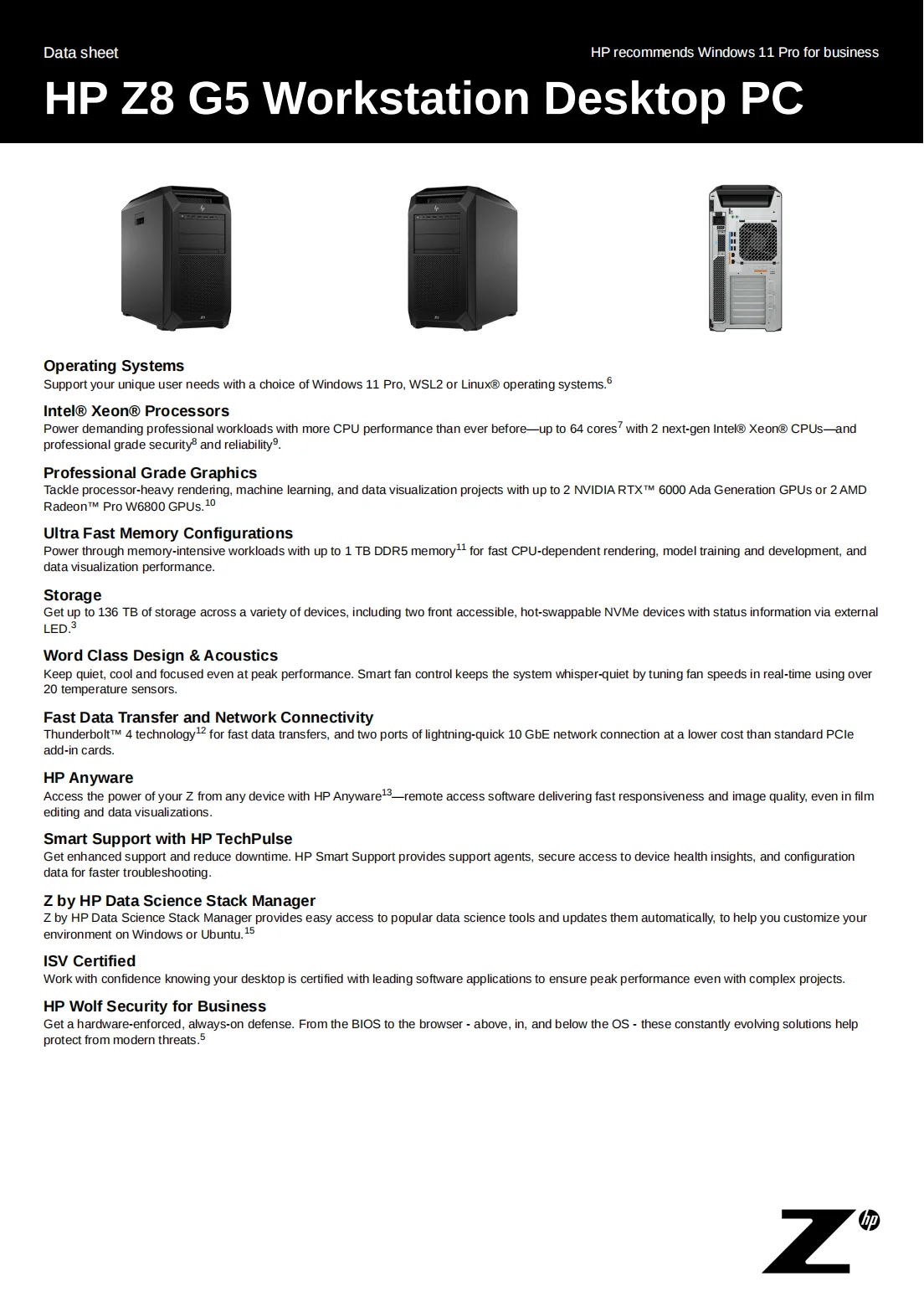 HP Z8 G5 Workstation Tower Desktop PC - Xeon 4410Y/16GB DDR5