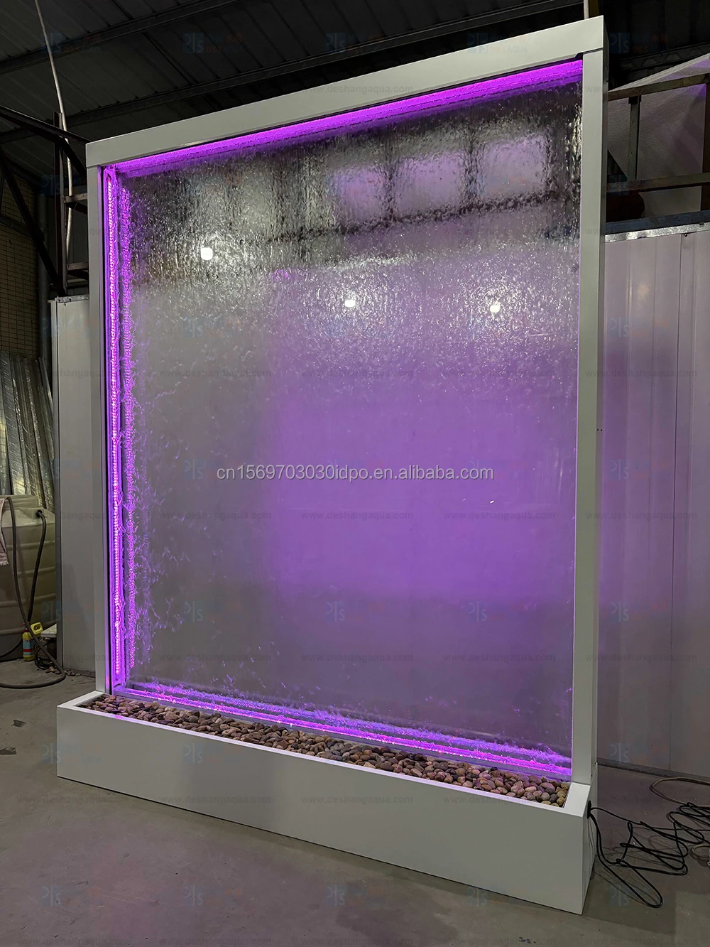 Modern Indoor Office Laser-Cut Glass Waterfall Divider Floor-standing ...