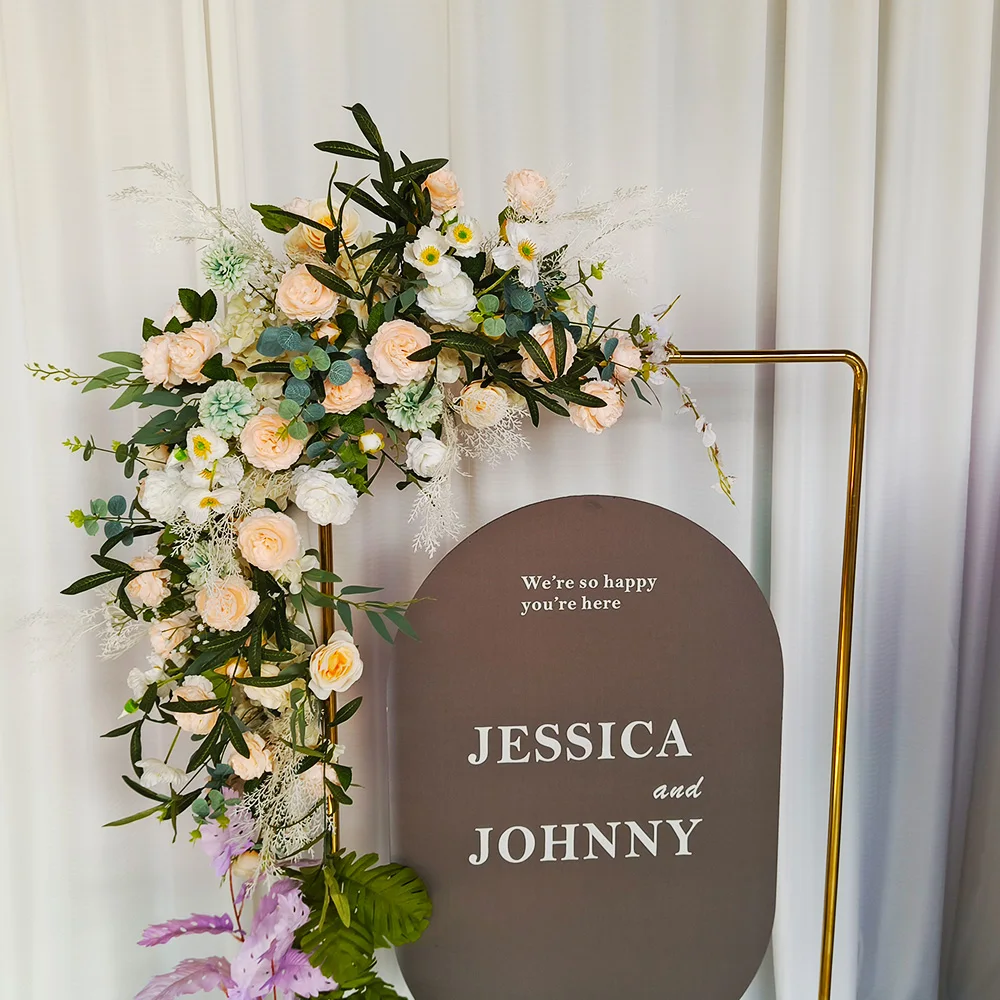 Custom Wedding Welcome Stand - Elegant Gold Metal Frame