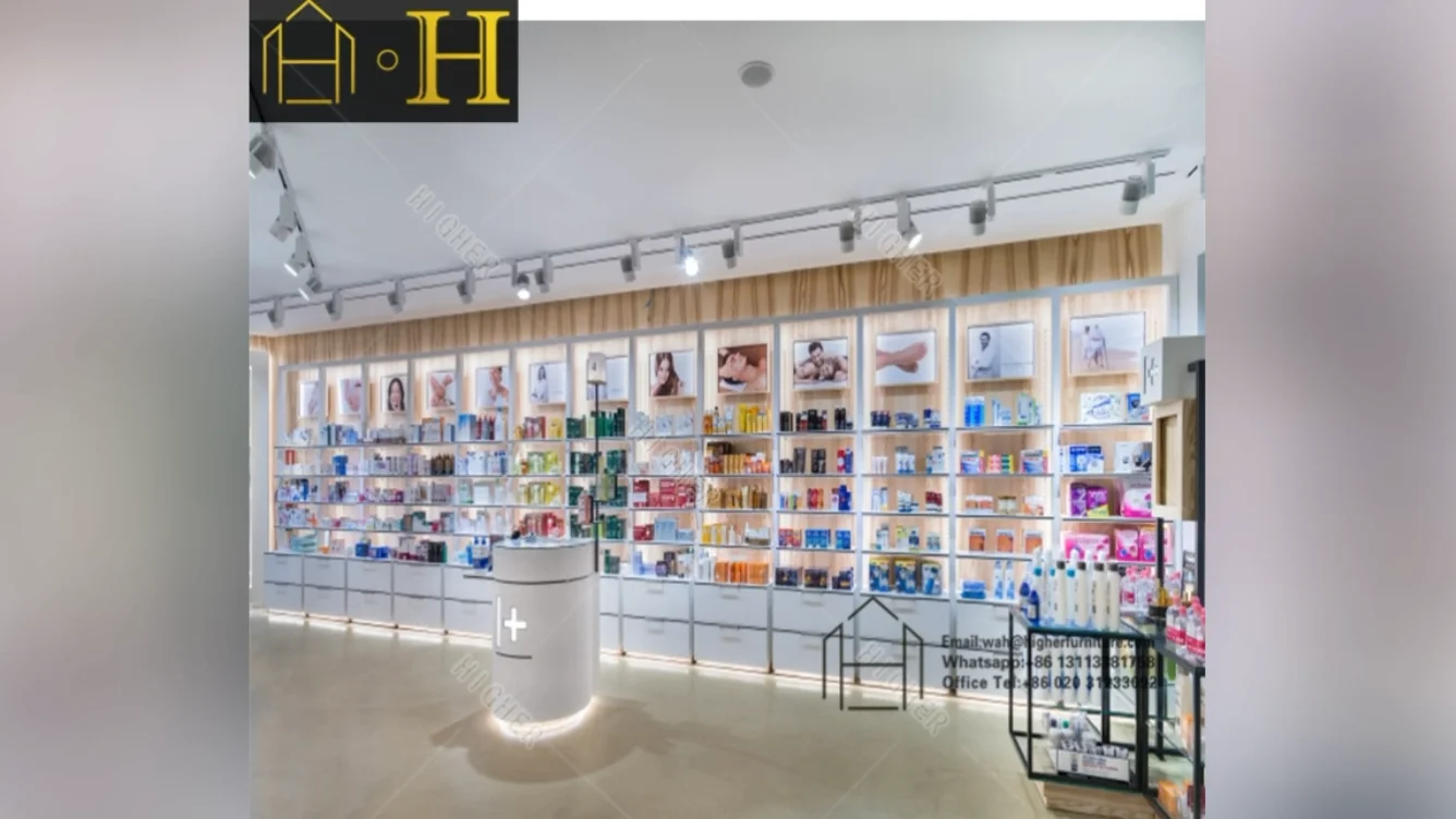 Customized Medical Shelves Store Interior Display Racks Hospital ...