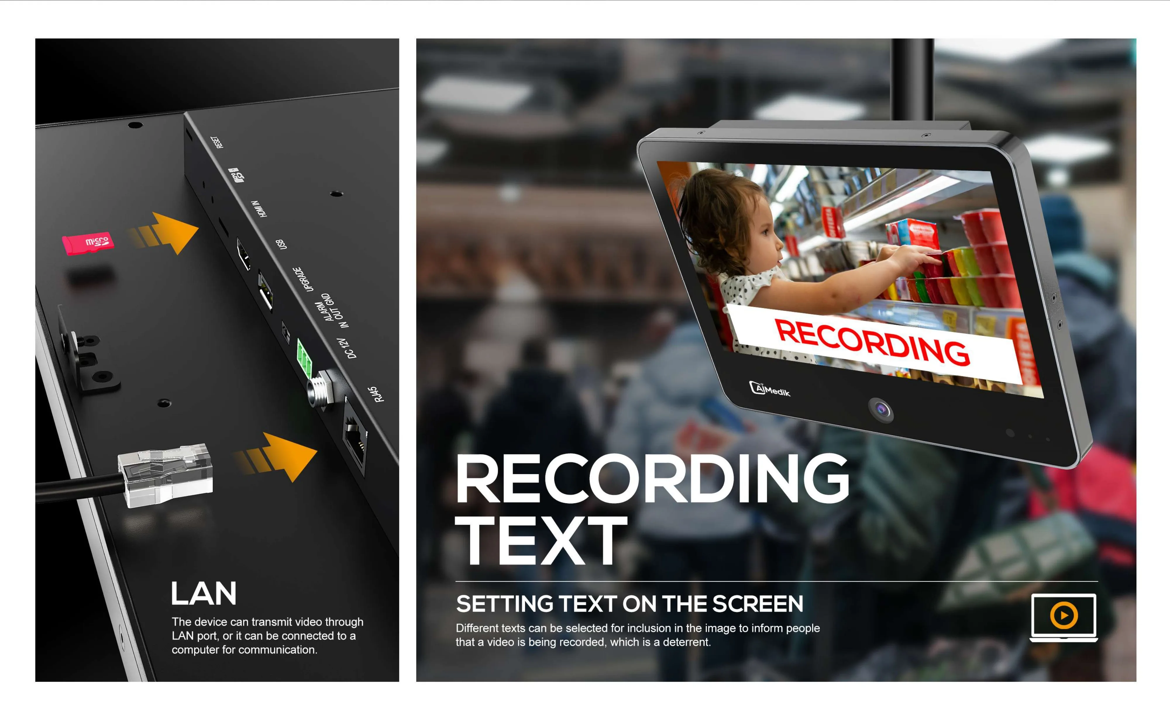 Aimedik 13.3 Inch Public View Camera Monitor Cctv Monitor All In One ...