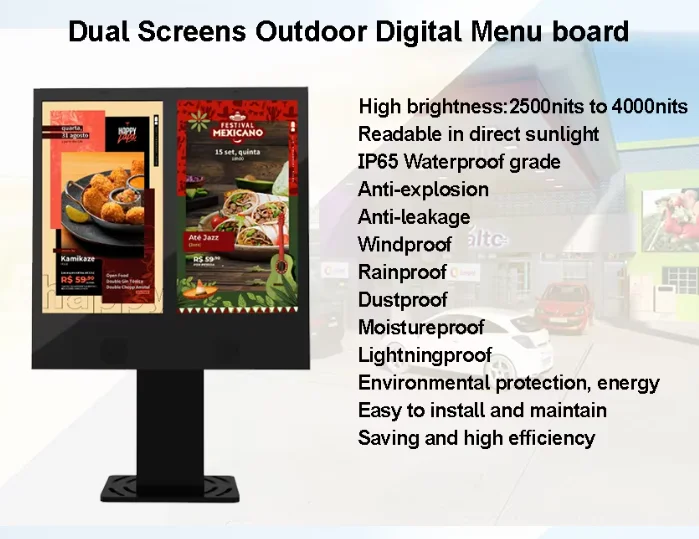 55 Inch Dual Screen Weatherproof Outdoor Drive-thru Ordering Machine ...