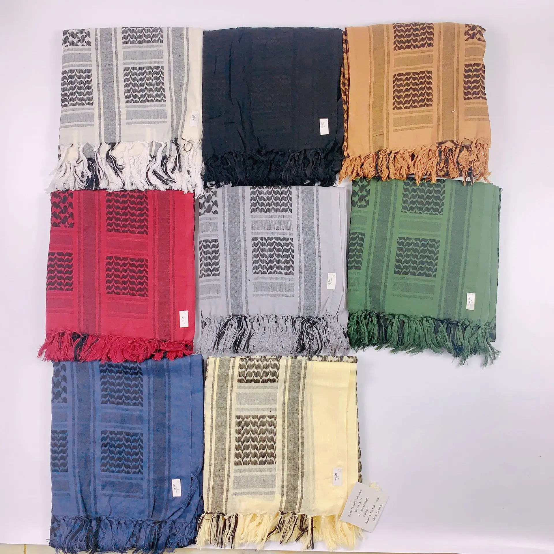 10 Colors Shemagh Scarf - Palestine Keffiyeh Cotton Shawl for Men ...