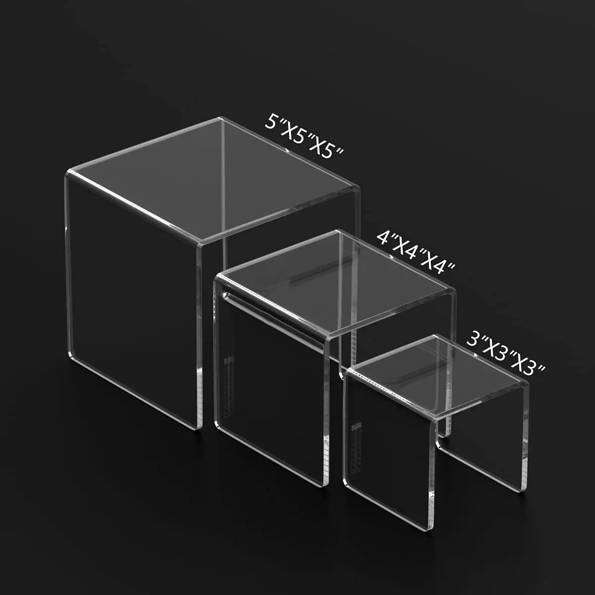 Clear Acrylic Showcase Collectibles Display Stands 3 Pcs Display Risers ...