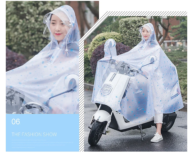 DD1171 Electromobile Raincoat - Transparent Adult Biking Poncho