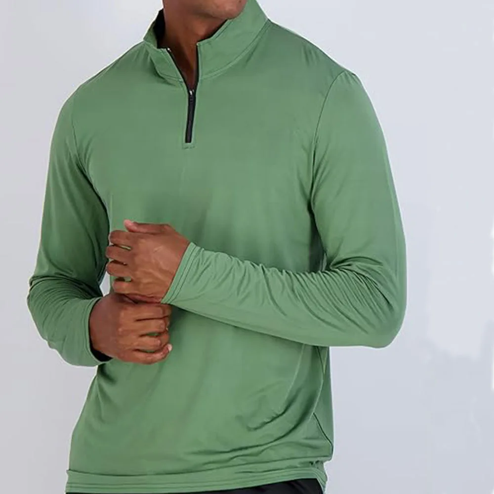 Custom Logo 1/4 Quarter Zip Pullover Shirt Mock Neck Zipper Sweatshirt ...