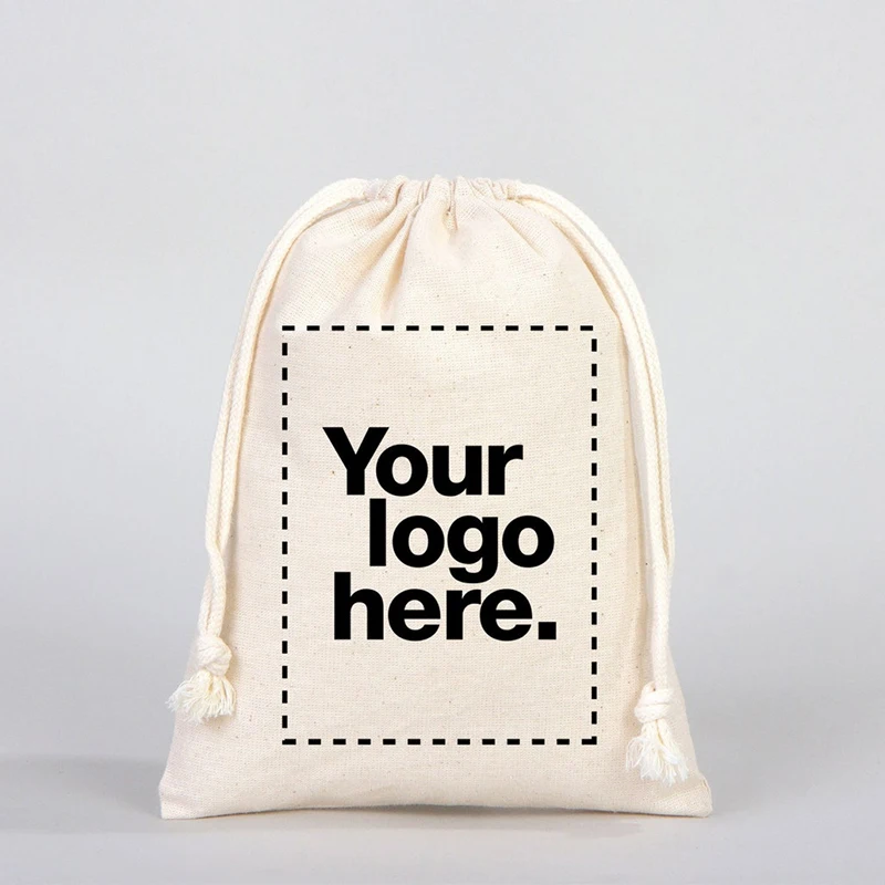 Custom Eco Friendly Organic Muslin Cotton Pouch Promotional Small White ...