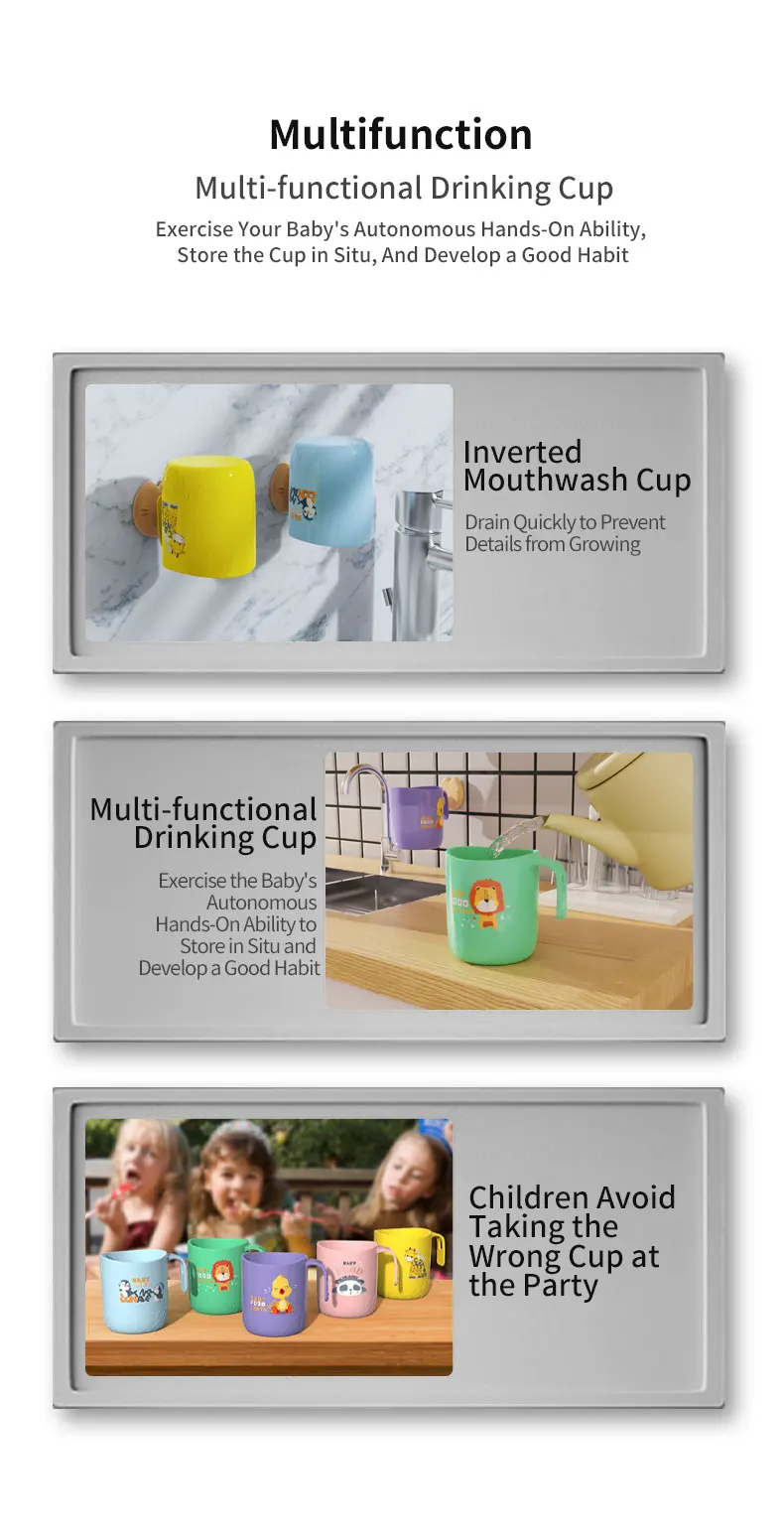 Factory Cute Animal Baby Open Learning Cups Bpa Free Unbreakable Wall ...