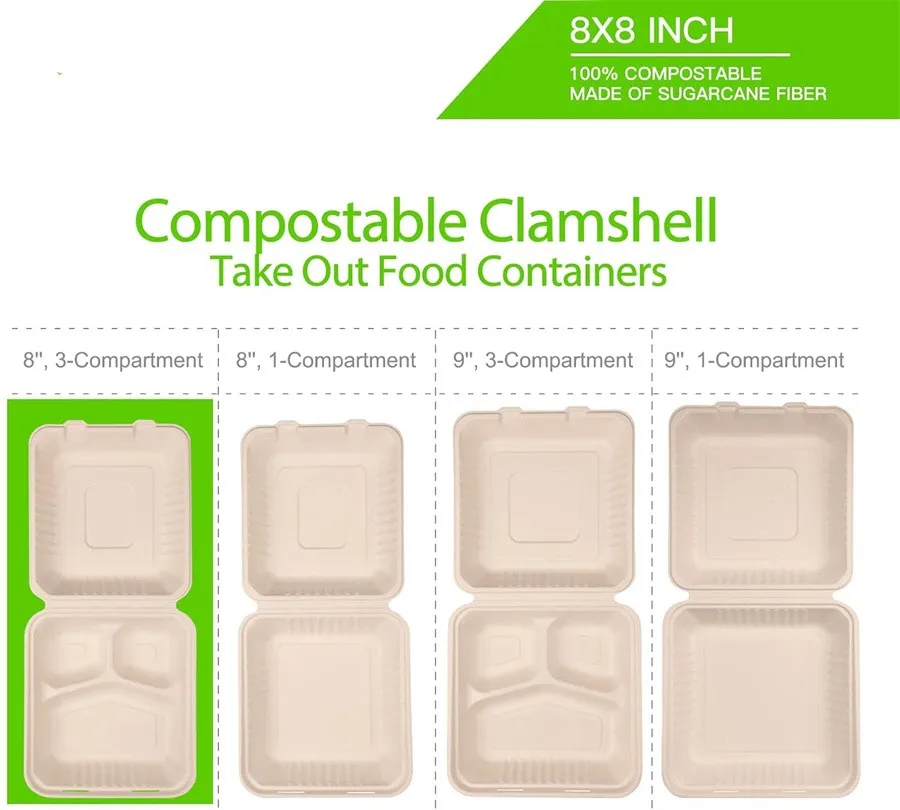 Eco-Friendly Biodegradable Made of Sugar Cane Fibers 100% Compostable ...