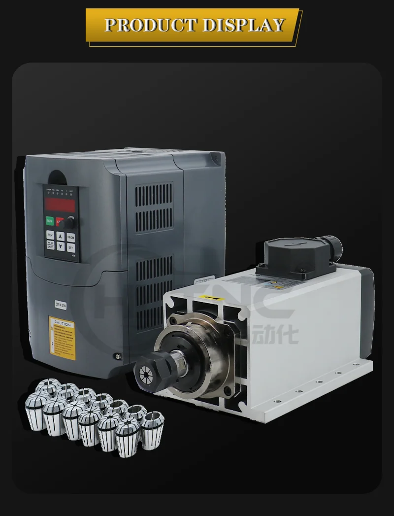 300hz 18000rpm 12a Er32 220v 380v Air Cooled Spindle 3.5kw Lathe Spindle And Vfd 4kw Kit - Buy ...