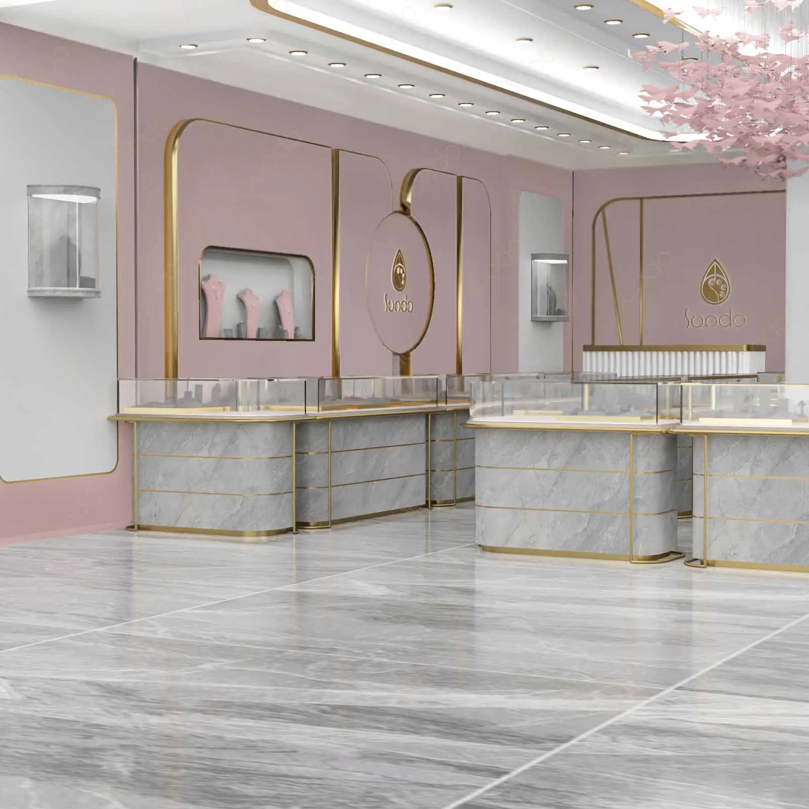 Luxury Gold Jewellery Shop Interior Design Jewelry Accessories Showcase ...