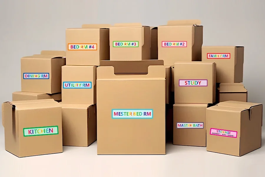 Count Large Removable Moving Labels - 16 Color Coded Home Moving 600 ...