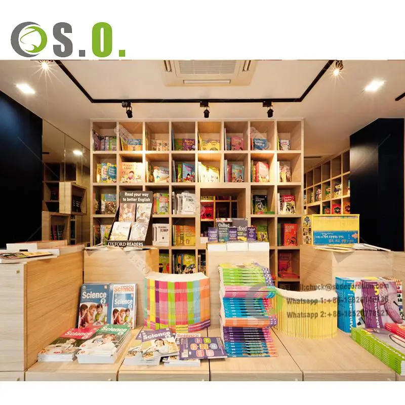 Custom Modern Book Shelf Design Wooden Display Wood Library Bookshelves ...