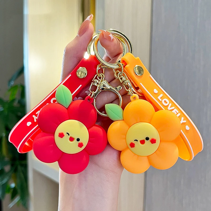 Kawaii Flower Keychain Creative Cute 3d Cartoon Plastic Keychain ...