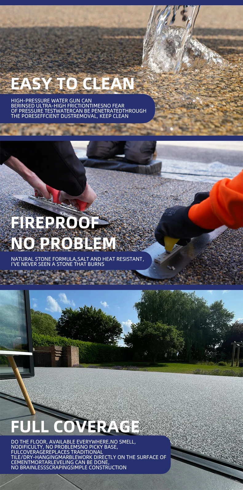 Pebble Floor Cover Concrete Patio Overlay Resin Washed Stone