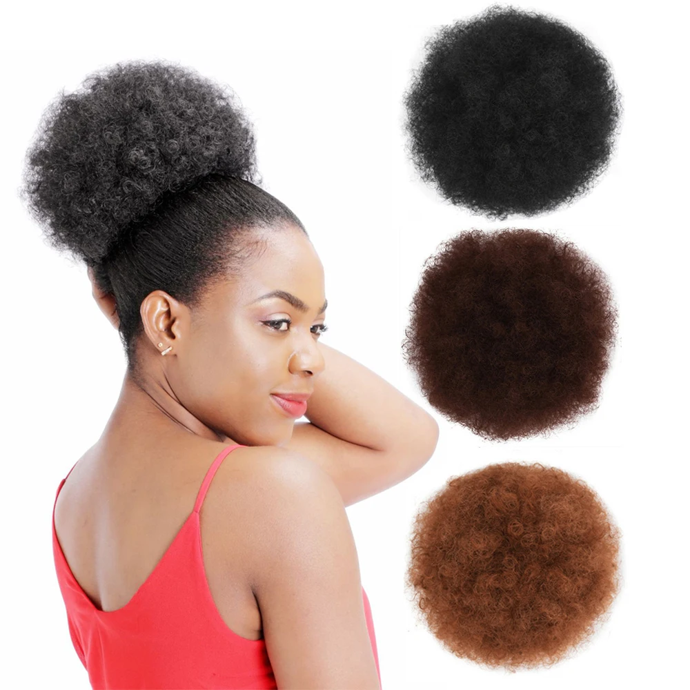 Colorful 8inch afro puff chignon breathable drawstring ponytails ...
