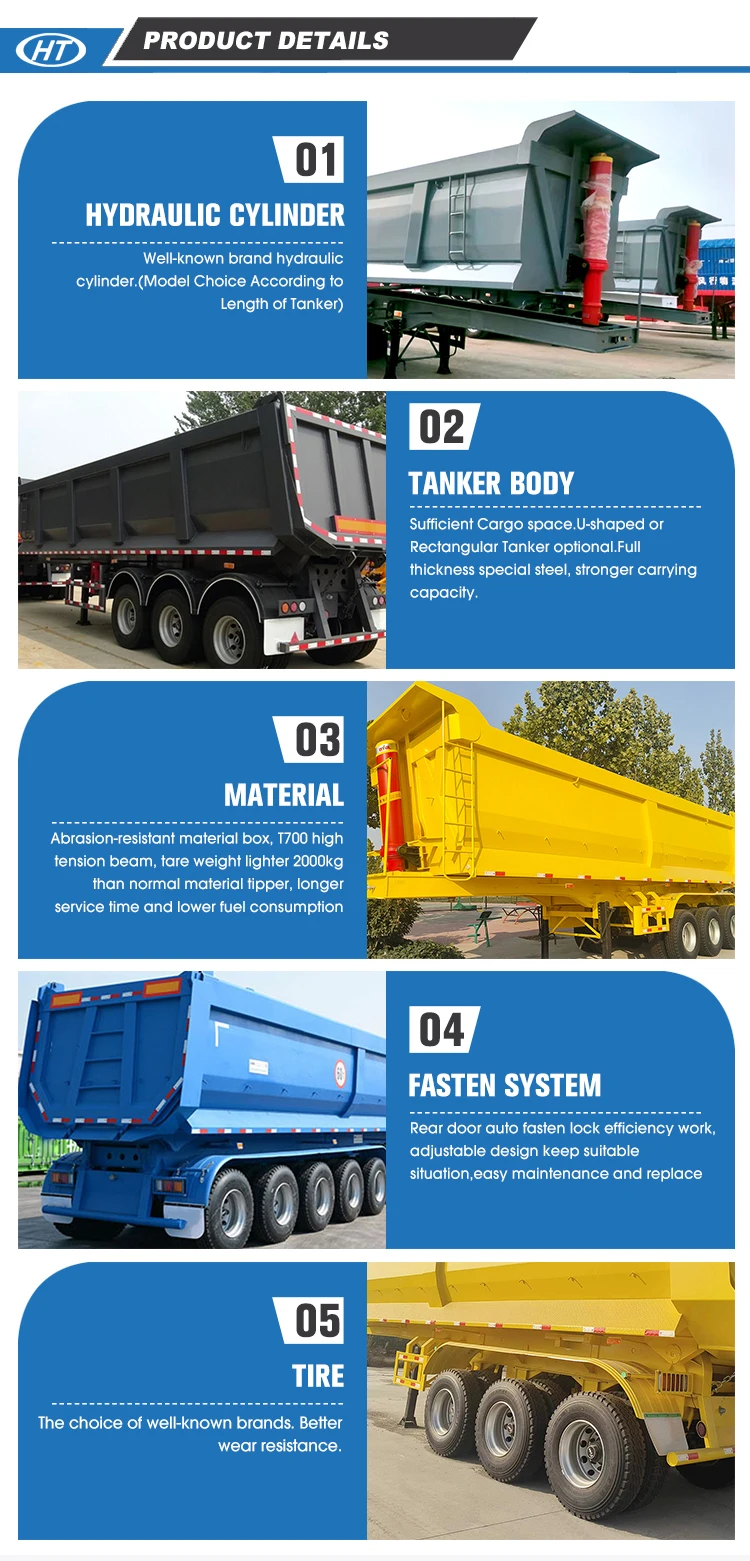 Made In China Rear Dump Semi-trailer Tri-axle U Shape Hydraulic Dumping ...
