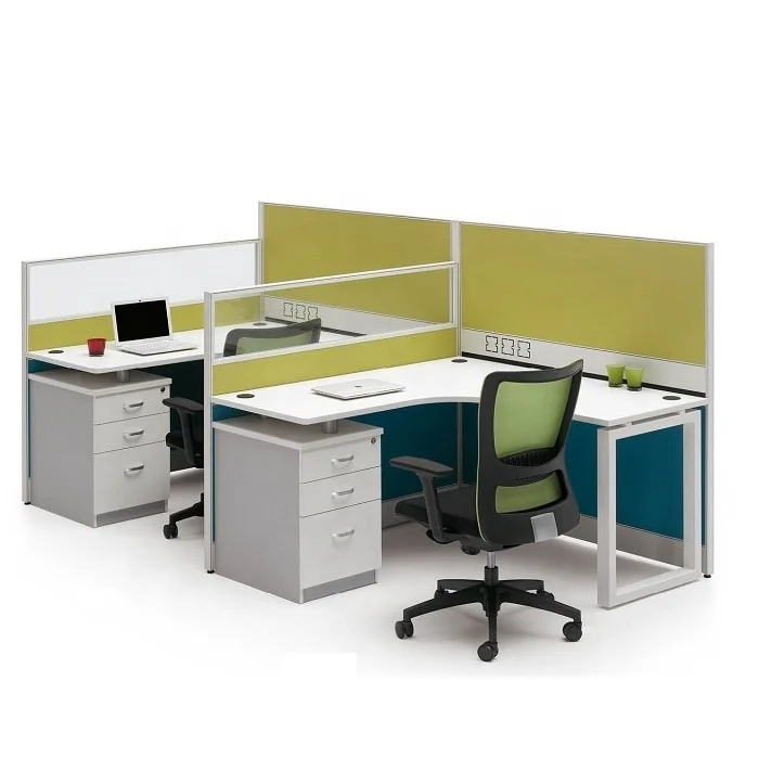 Modern Office Work Station Desks 4 Seater Wooden Cubicle Workstations ...